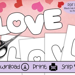 Large Bubble Letters | Printable Bulletin Board Letter Set | Valentine ...