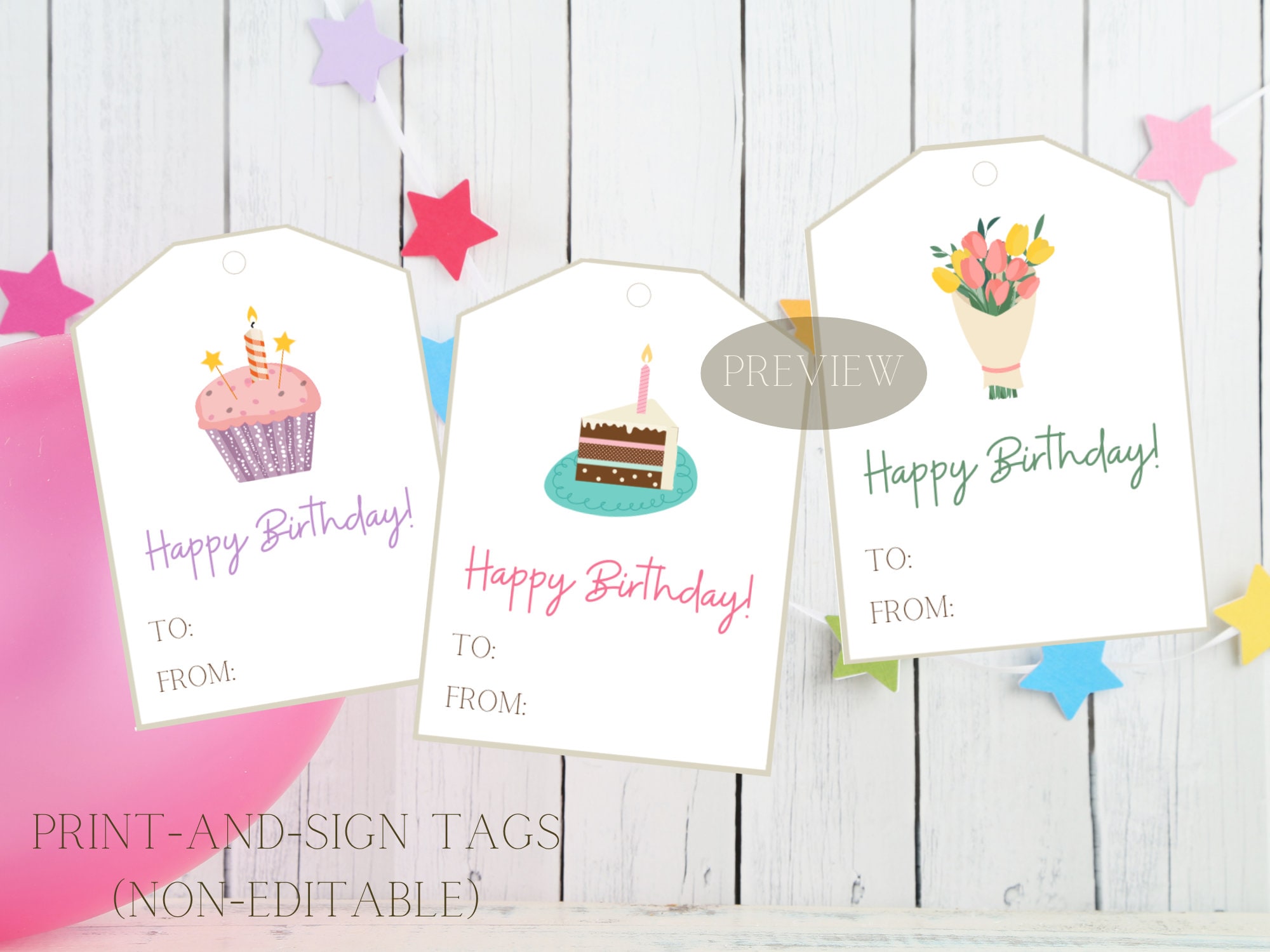 Printable Birthday Gift Tags Cute Birthday Celebration Designs Print ...