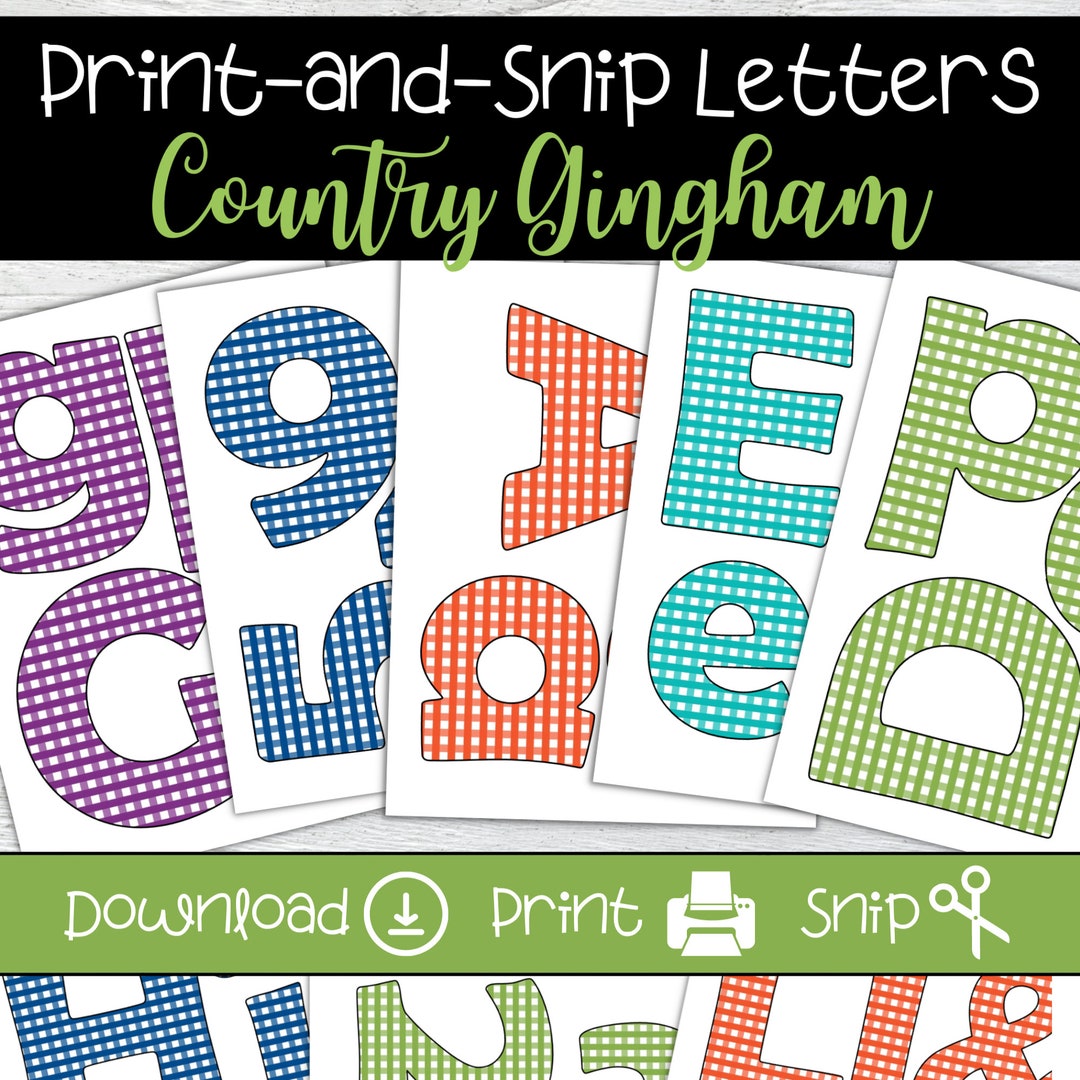 Gingham Bulletin Board Letter Sets | Country Theme | Printable 5 Inch ...