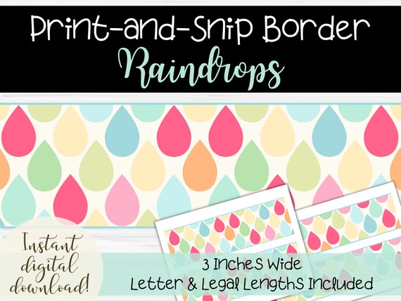 Printable Bulletin Board Border in Pastel Raindrops Pattern - Etsy