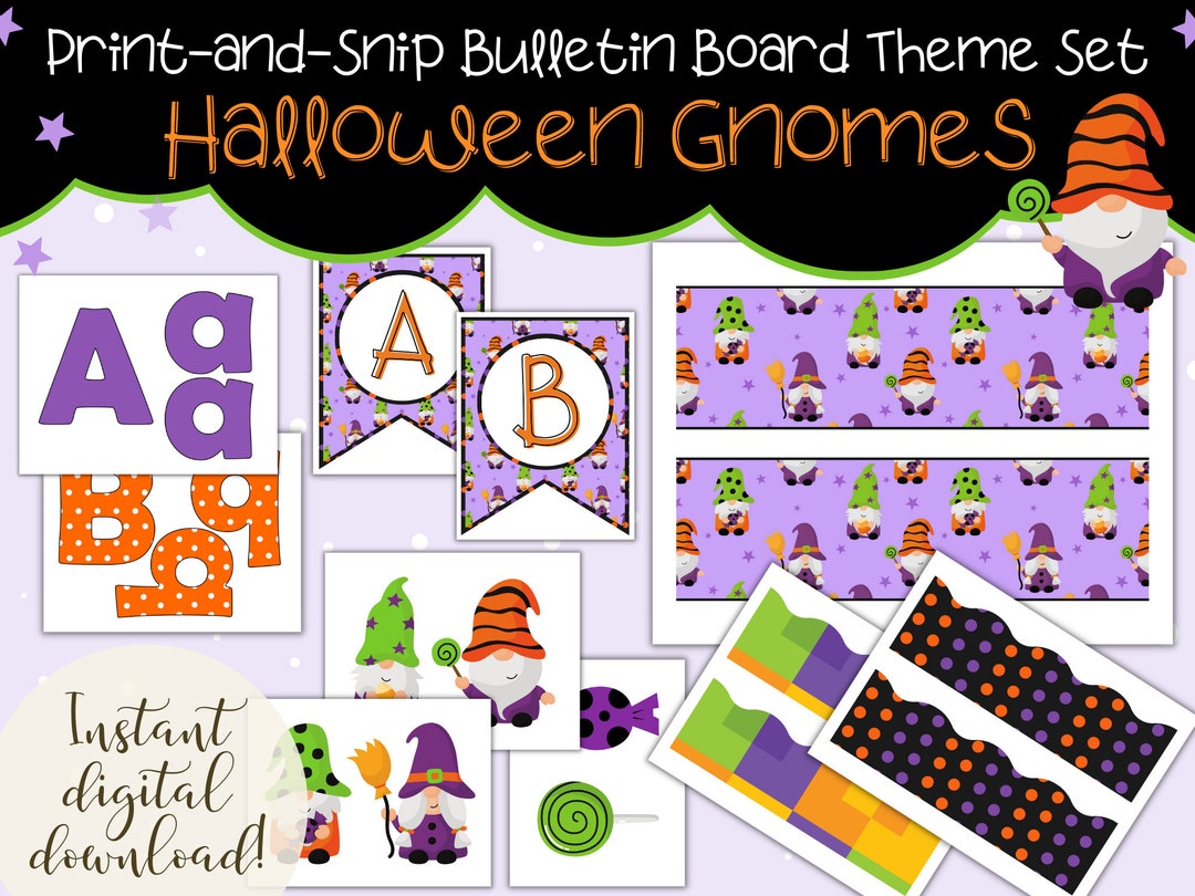Printable Halloween Gnomes Bulletin Board Set for Teachers and - Etsy
