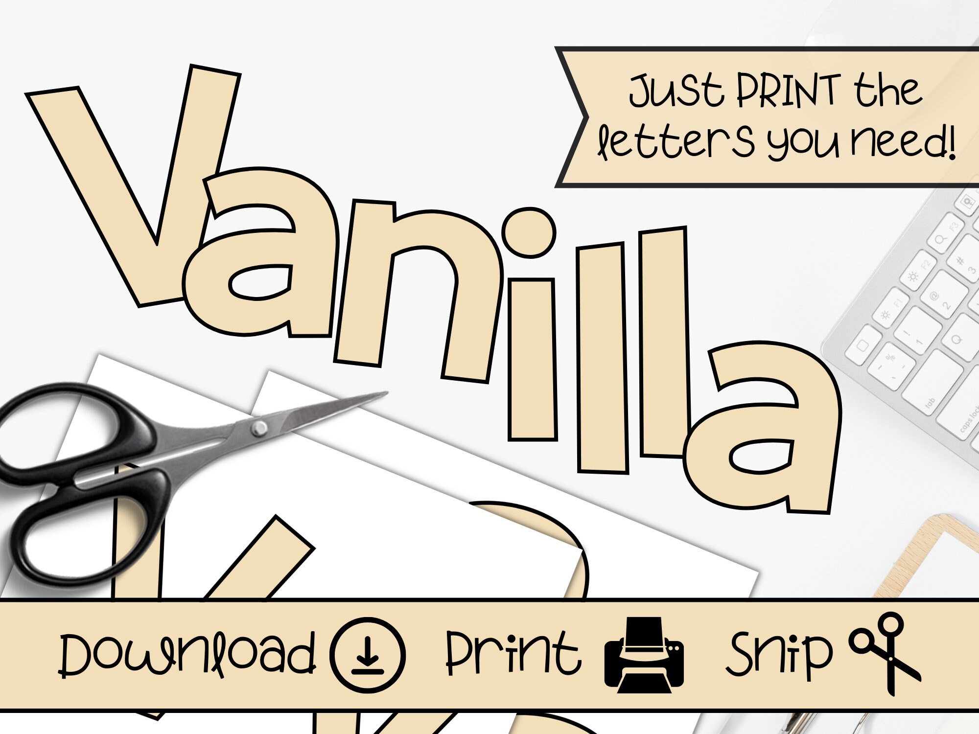Cream Bulletin Board Letters Printable Vanilla Cream Colored - Etsy