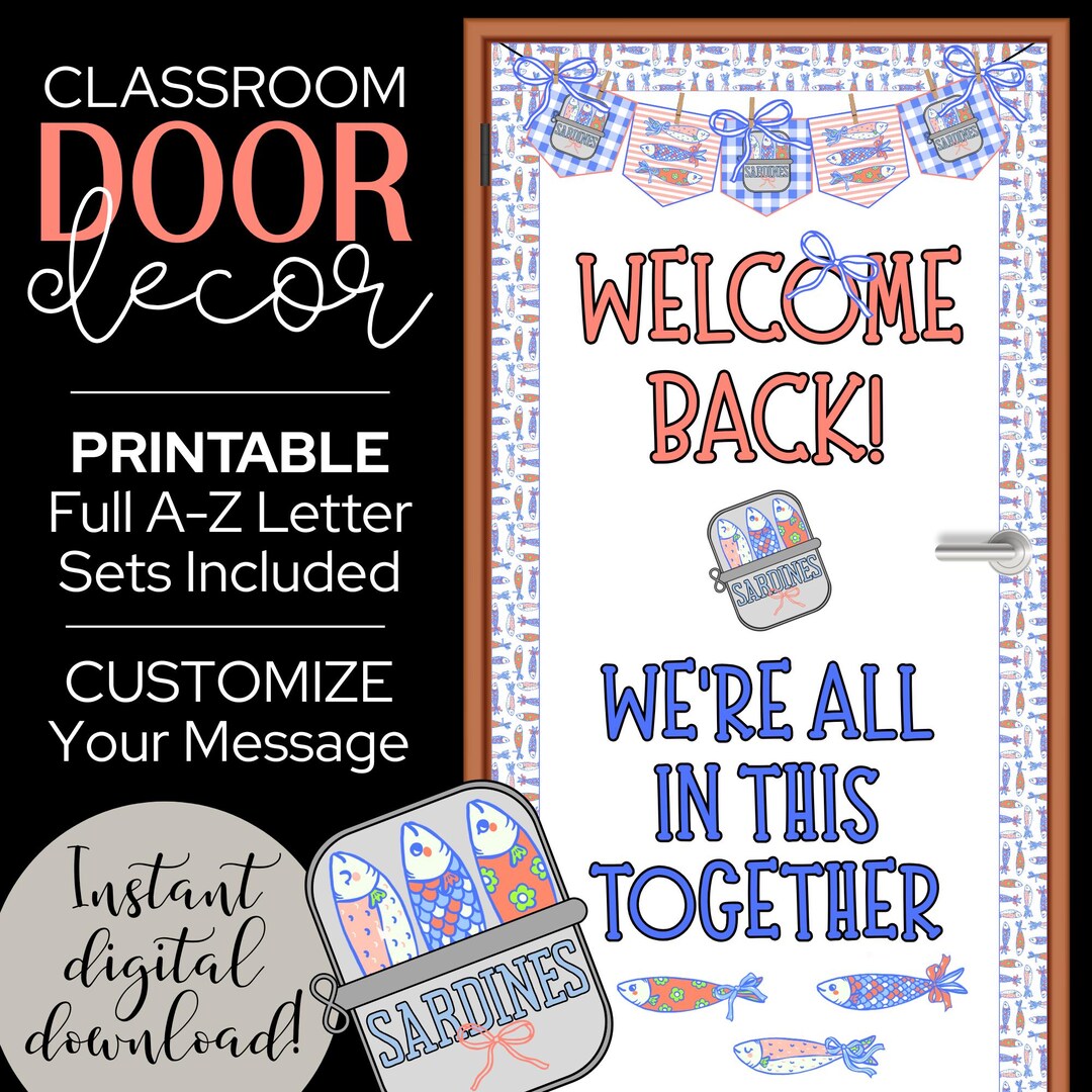 Sardines Classroom Door & Bulletin Board Decor, Coastal Bow Fish Theme ...