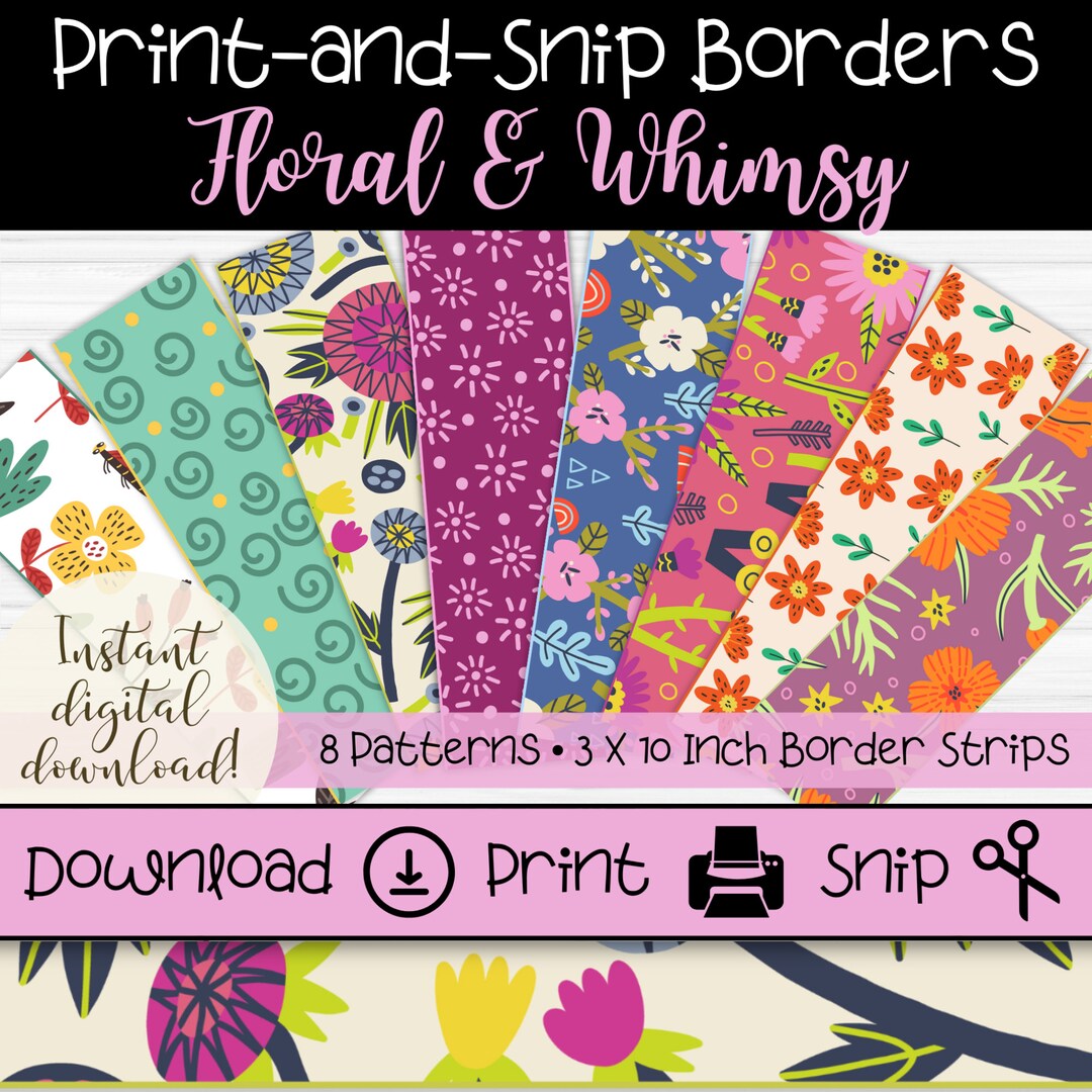 Floral Borders for Bulletin Board | Whimsical Patterns | Printable ...