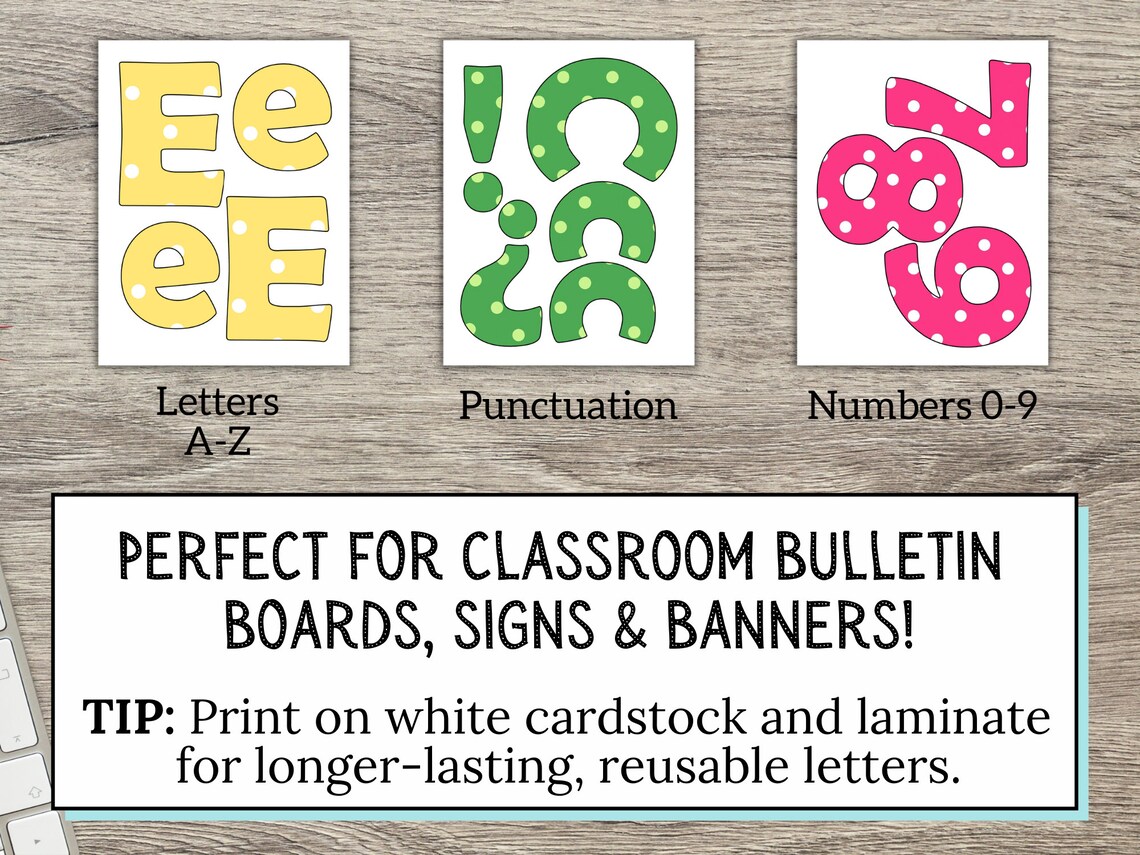 Printable Polka Dot Bulletin Board and Banner Letters - Etsy