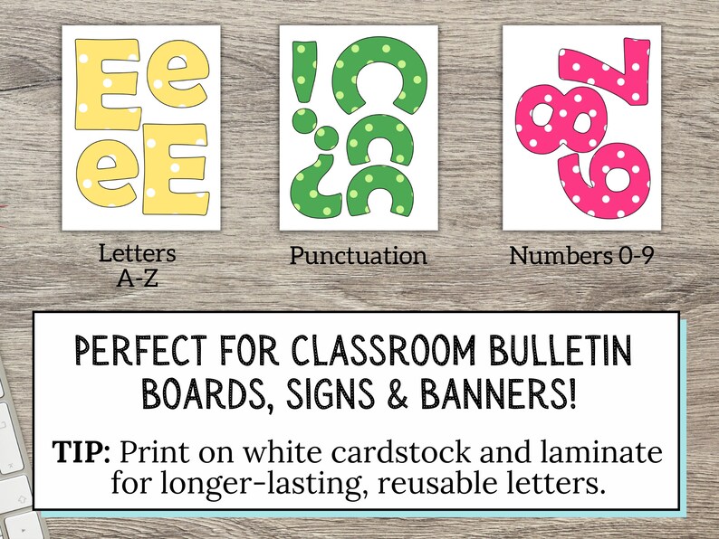 Printable Polka Dot Bulletin Board and Banner Letters - Etsy