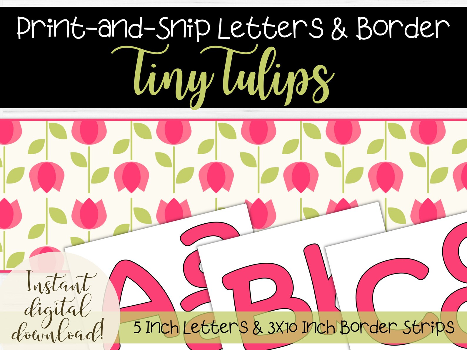 Bulletin Board Border and Letters Combo Set Printable Spring - Etsy