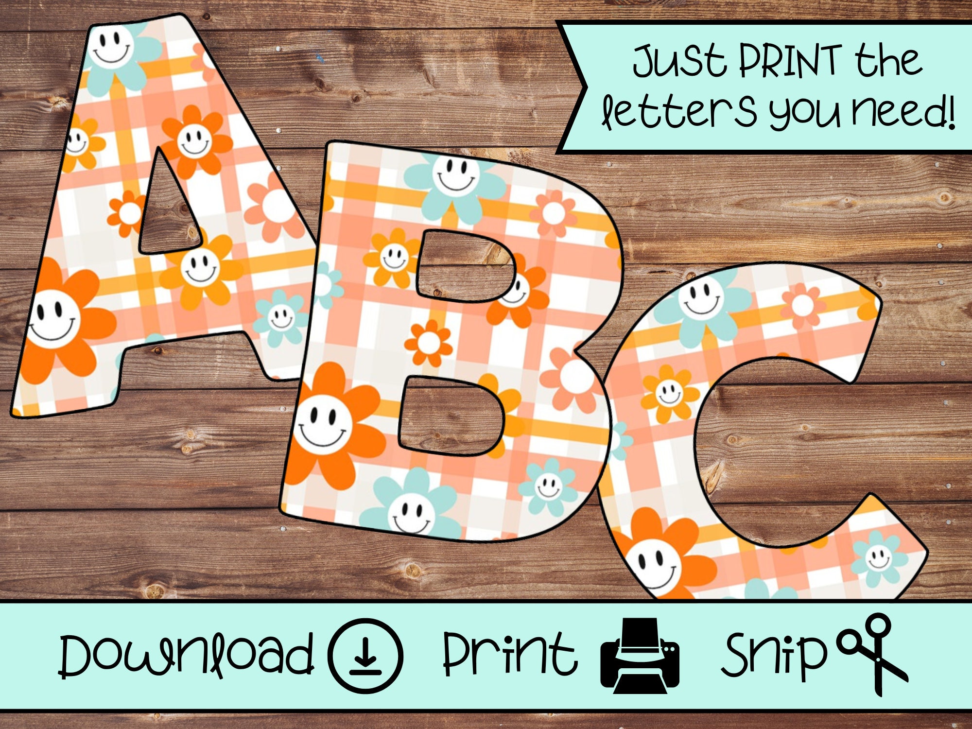 Retro Daisy Bulletin Board Letter Set | Printable Letters for Classroom ...