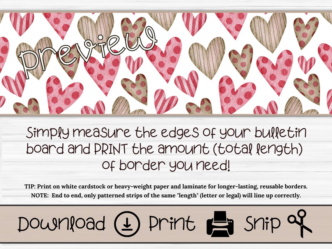 Bulletin Board Border in Sweet Hearts Pattern for - Etsy
