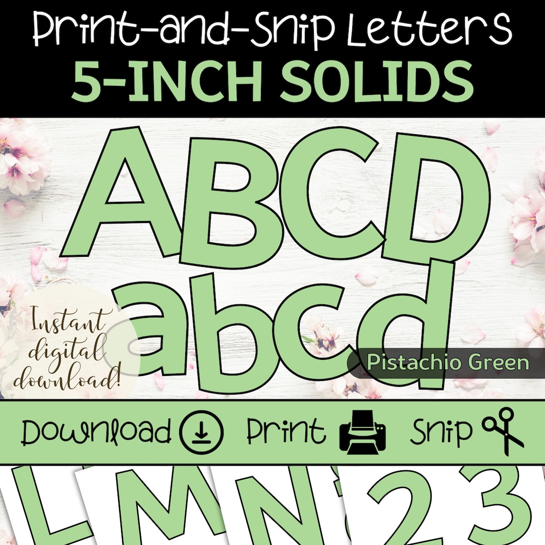 Light Green Bulletin Board Letters, Printable Letter Set for Teacher ...