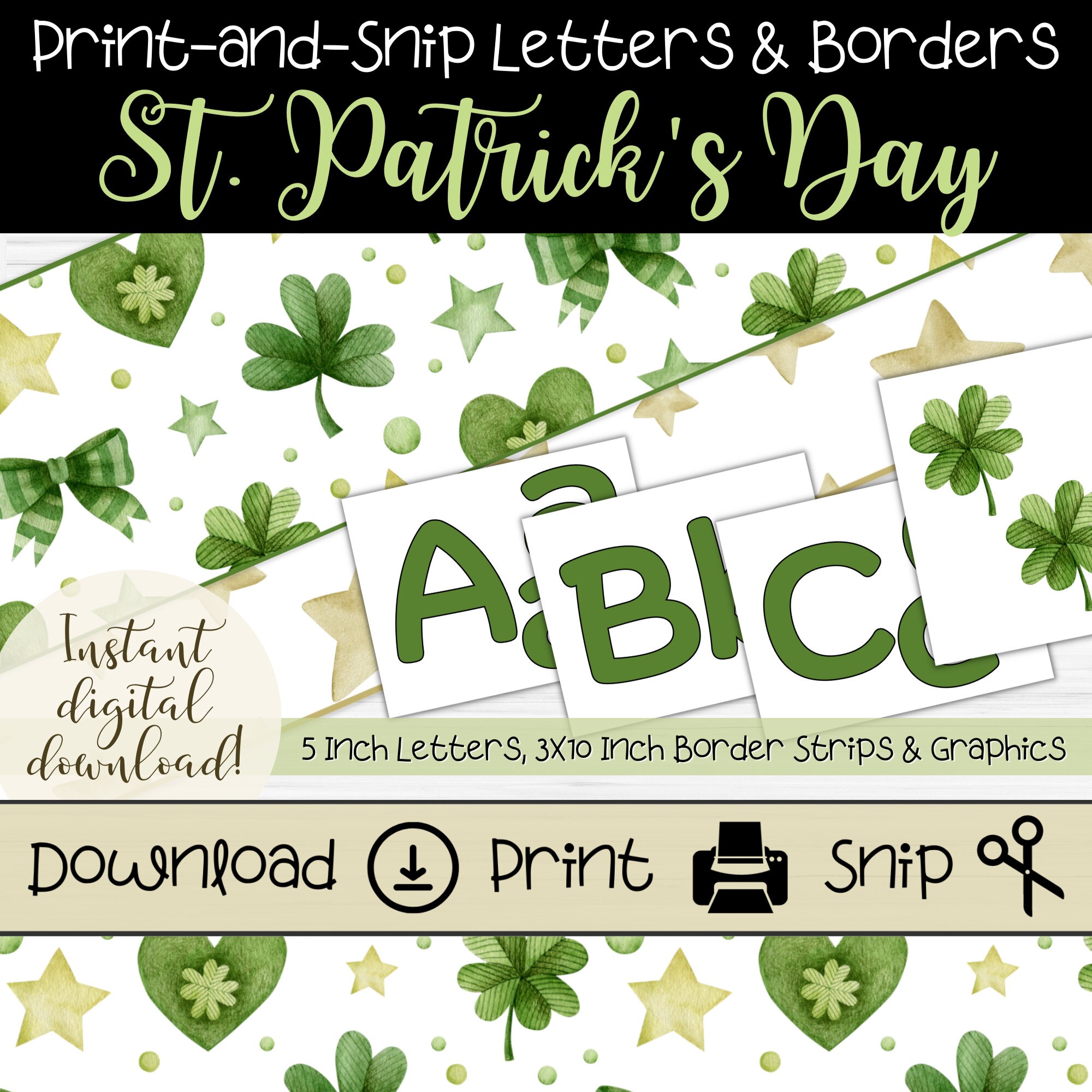 St. Patrick's Day Printable Letters and Border Set for Classroom ...