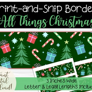 Christmas Bulletin Board Border Printable Holiday Border Strips for ...