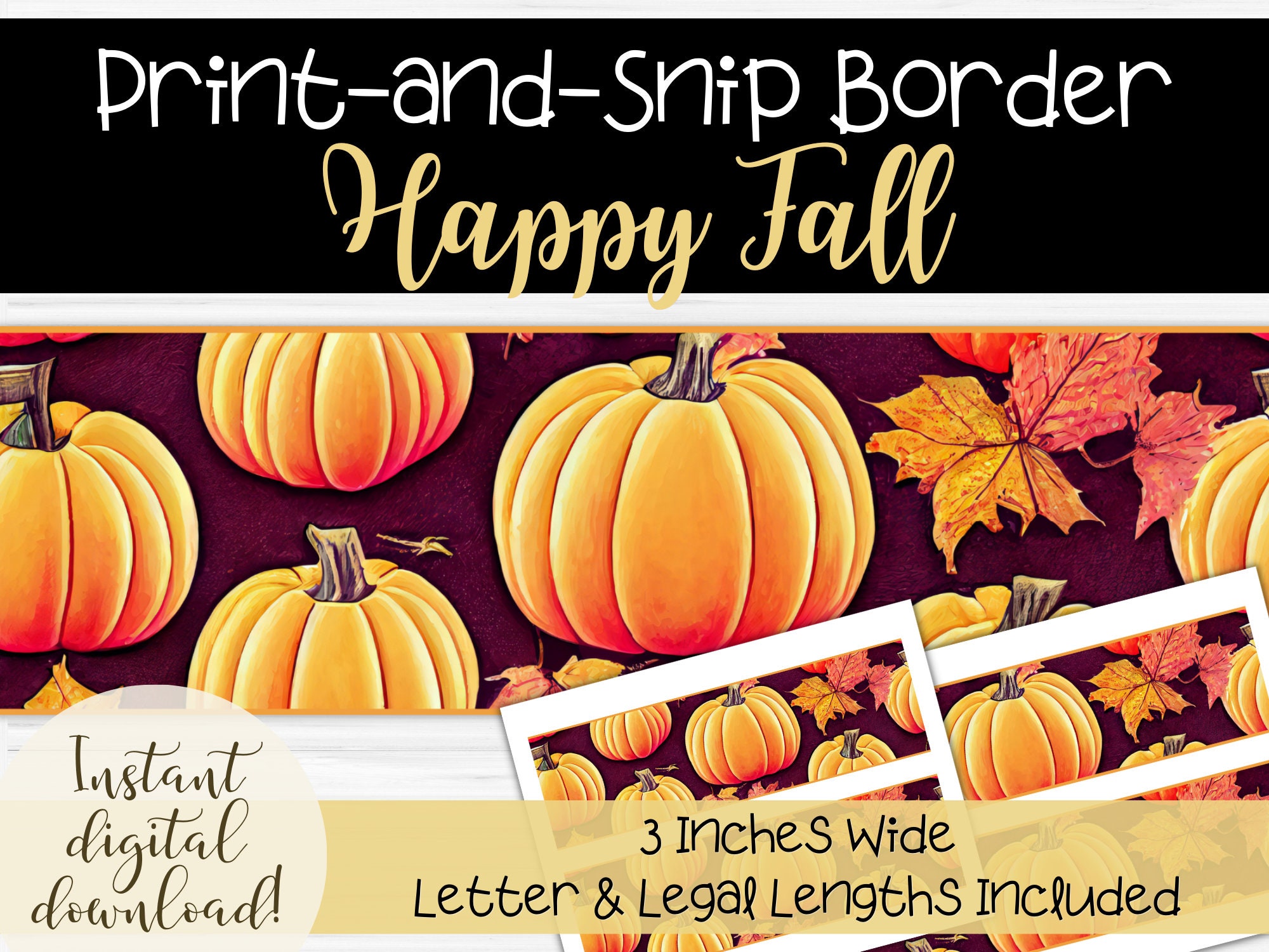Fall Pumpkins Bulletin Board Border for Teachers Printable - Etsy