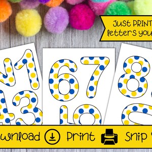 Polka Dot Alphabet Letters: Blue & Yellow Printable Classroom Decor ...