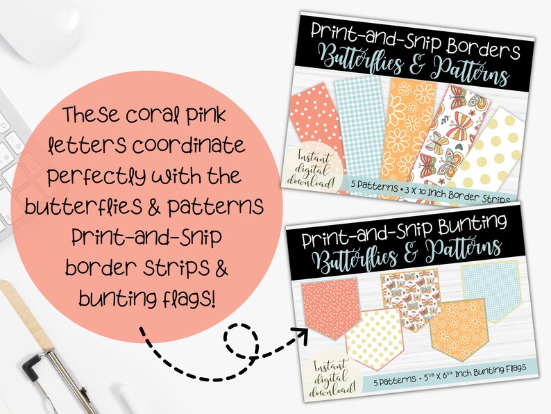 Coral Pink Bulletin Board Letters: Printable Teacher Decor (digital ...