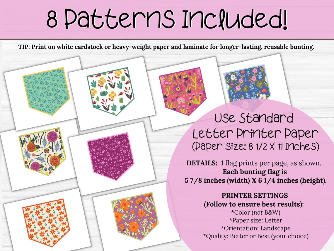 Floral Bunting Flags: Whimsical Classroom Banner (PDF) - Etsy