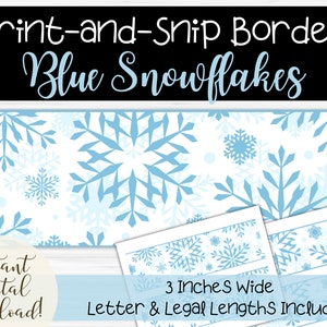 Blue Snowflakes Bulletin Board Border: Winter Classroom Decor (digital ...
