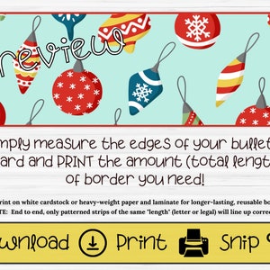 Printable Bulletin Board Border Strips Holiday Ornaments Border for ...