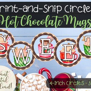 Printable Bulletin Board Letters for Winter | Hot Chocolate Mug Circle ...