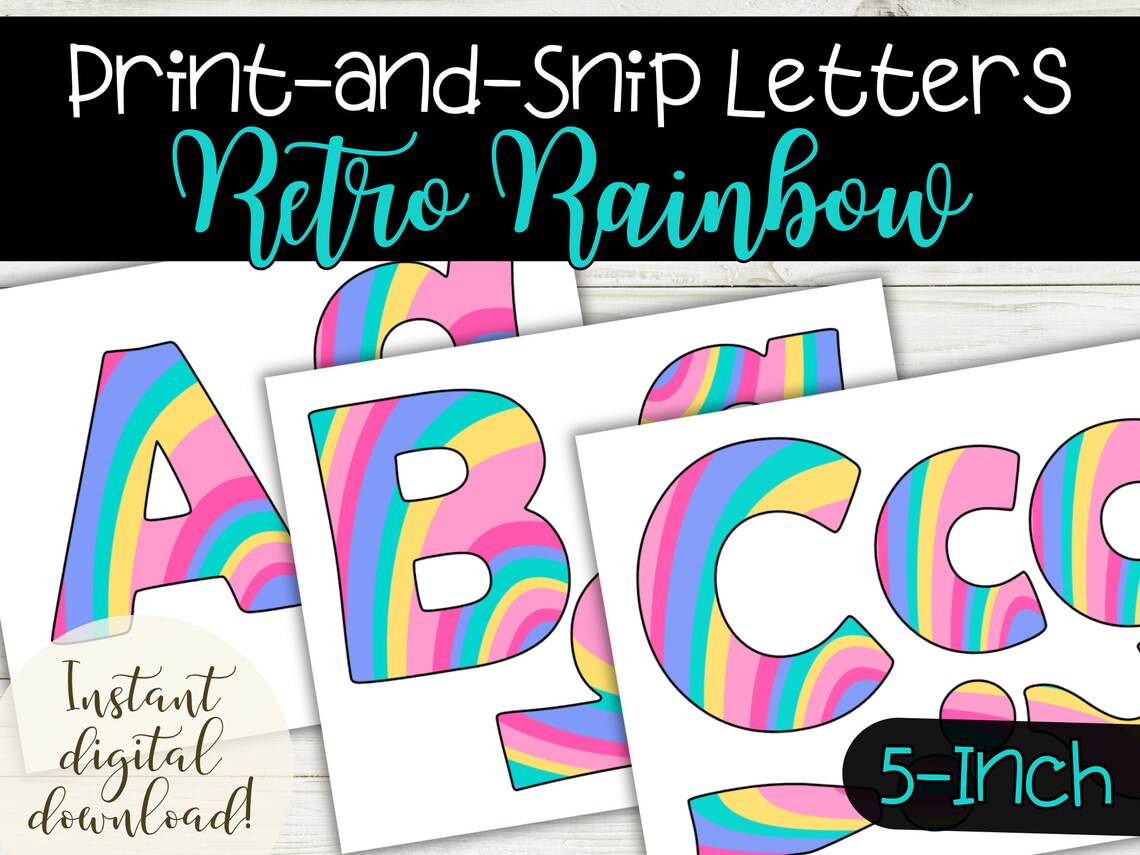 Rainbow Bulletin Board Letters Printable Letter Set for Teachers Party ...