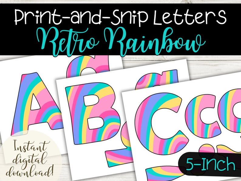 Rainbow Bulletin Board Letters Printable Letter Set for Teachers Party ...