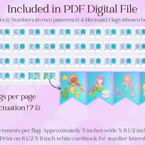 Printable Mermaid Bunting Banner Letters for Under the Sea Birthday ...