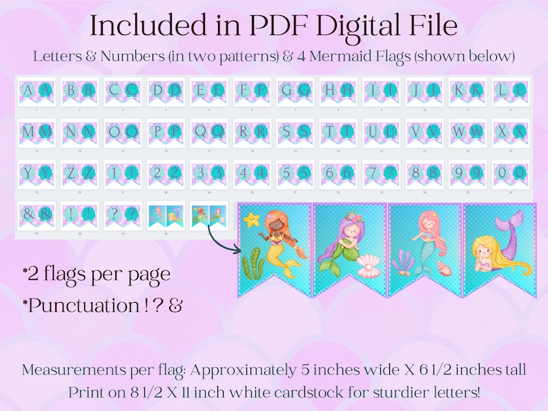 Printable Mermaid Bunting Banner Letters for Under the Sea - Etsy