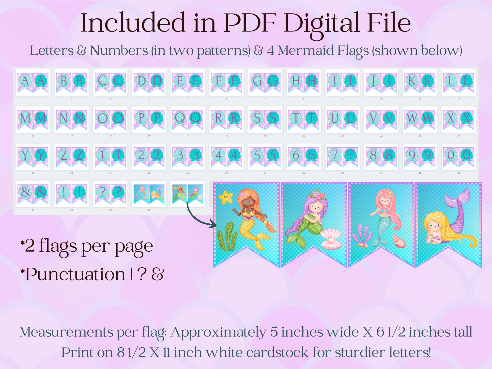 Printable Mermaid Bunting Banner Letters for Under the Sea - Etsy