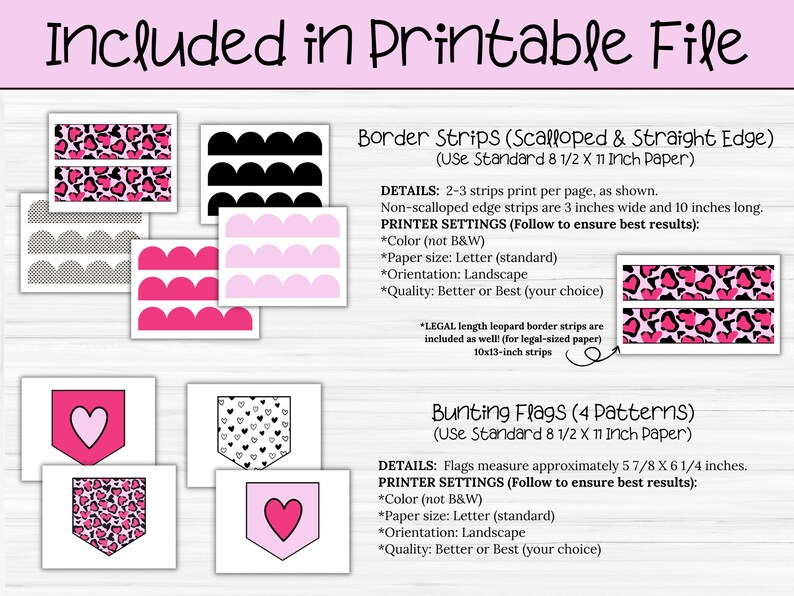 Hot Pink Leopard Print Bulletin Board Set Printable Leopard & Heart ...