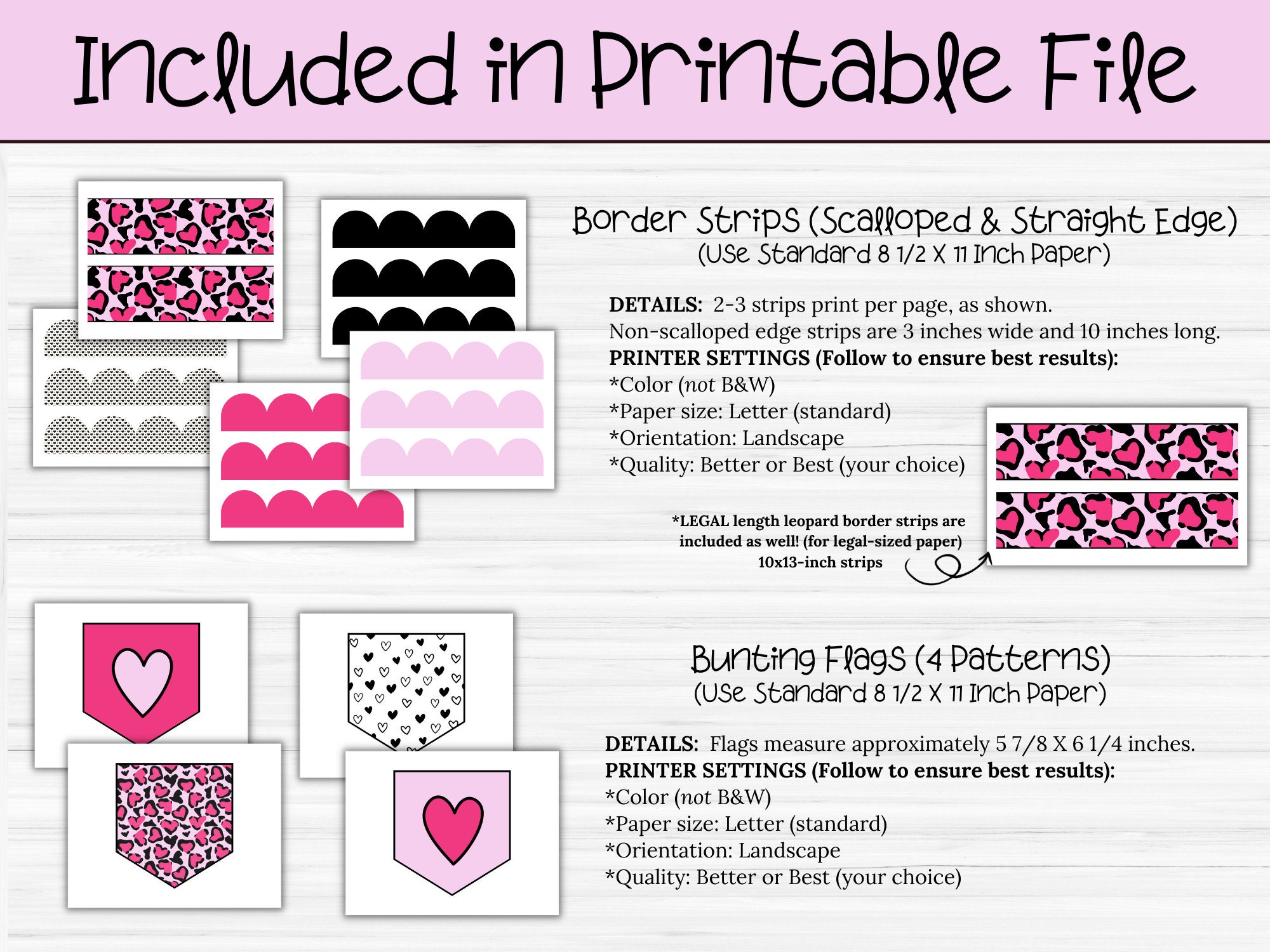Hot Pink Leopard Print Bulletin Board Set Printable Leopard & Heart ...