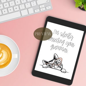 Cat Poster for Classroom | Printable English Teacher Poster | Funny Cat ...