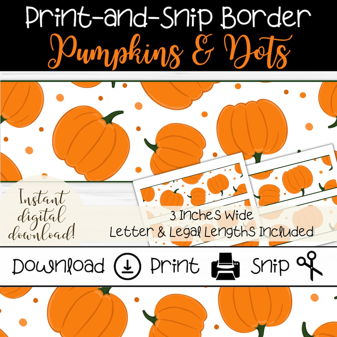 Pumpkin Bulletin Board Border Strips | Printable Fall Border for ...