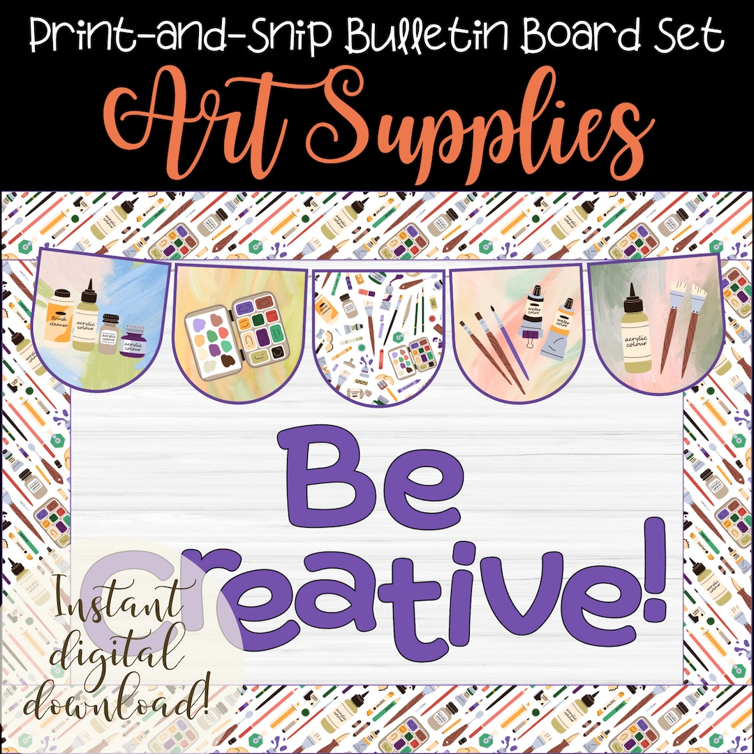 Art Classroom Bulletin Board Decor: Printable Art Supplies (PDF) - Etsy