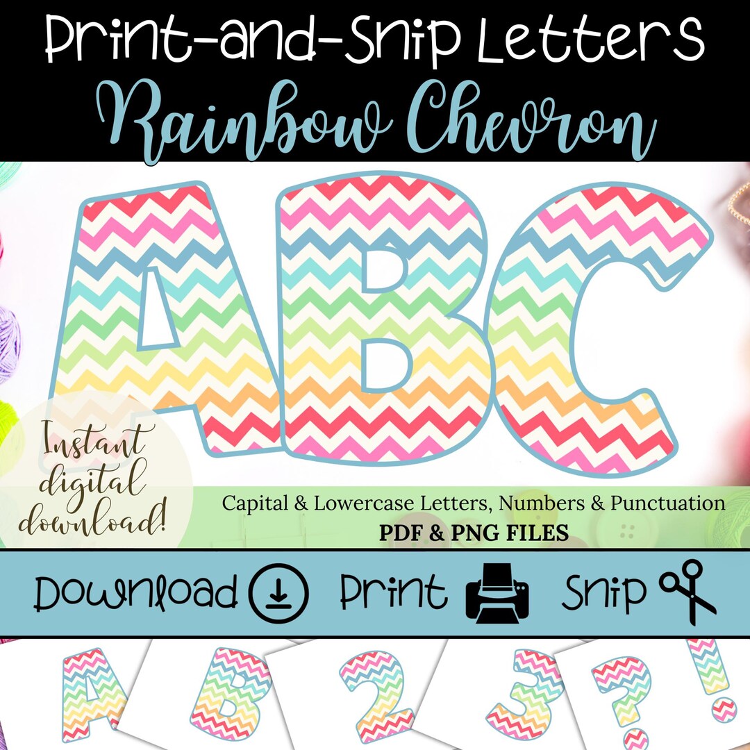 Chevron Bulletin Board Letters: Rainbow Theme (PDF and PNG Download) - Etsy