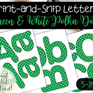 Green Bulletin Board Letters | White & Green Polka Dots | Printable ...