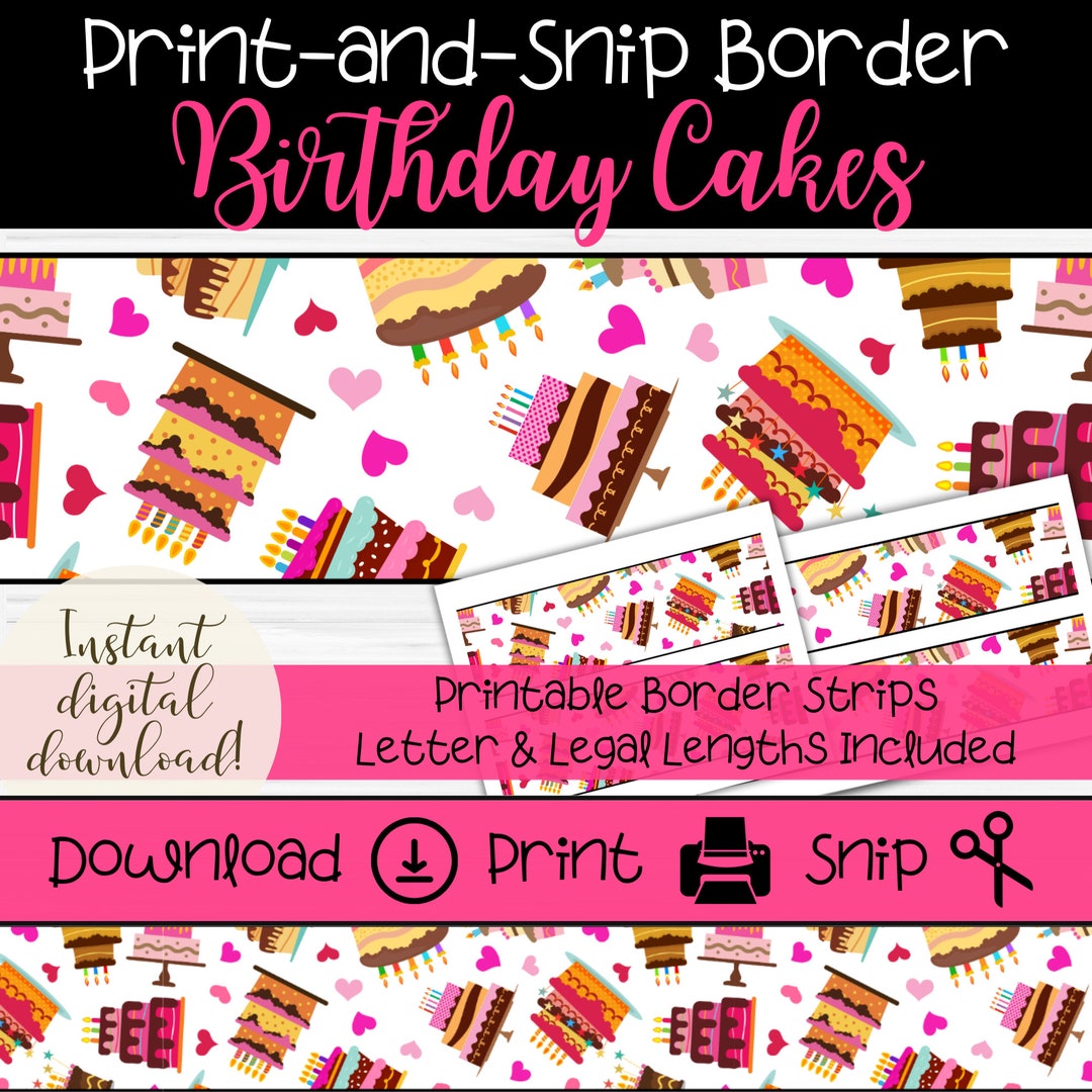 Birthday Bulletin Board Border Strips | Printable Happy Birthday Trim ...