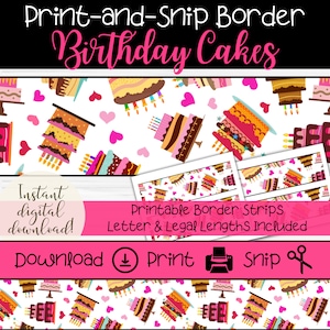 Birthday Bulletin Board Border Strips | Printable Happy Birthday Trim ...