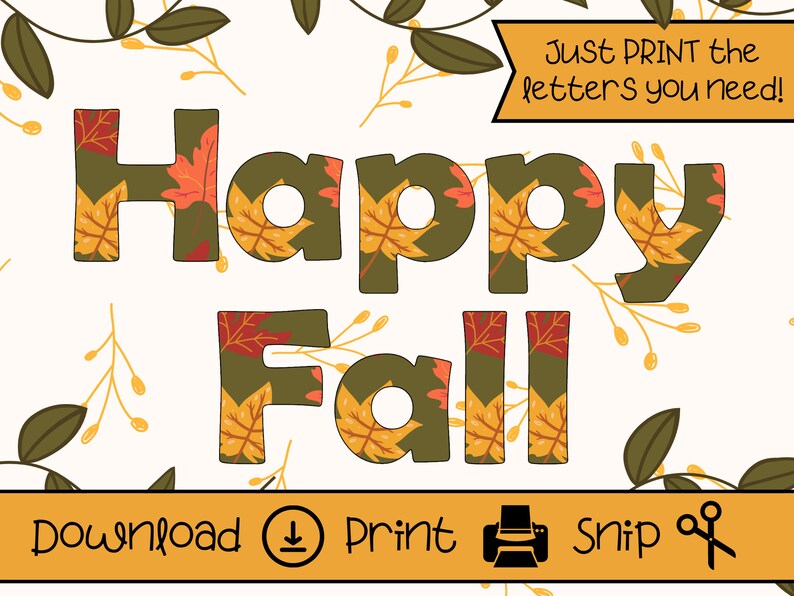 Fall Bulletin Board Letters Autumn Foliage Theme Printable Teacher ...