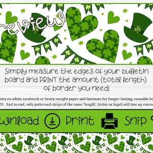 Hearts of Clover Bulletin Board Border, St. Patrick's Day Decor ...