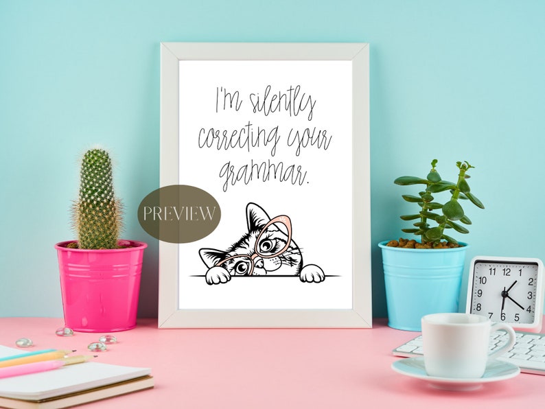 Funny Cat Grammar Poster: Teacher Classroom Decor (digital Download) - Etsy