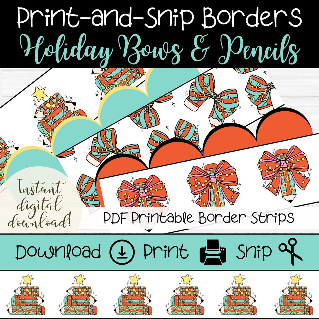 Holiday Bows & Pencils Bulletin Board Borders | Christmas Classroom ...