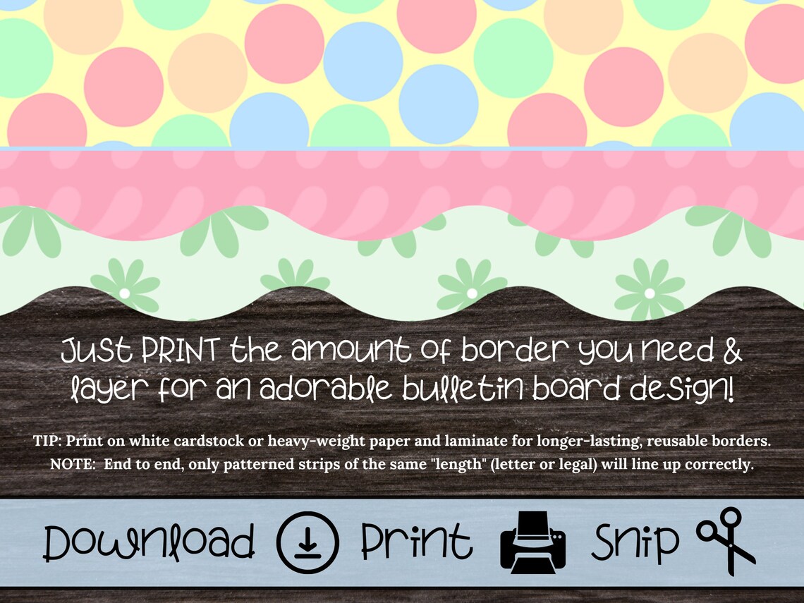 Printable Border Set Pastel Polka Dots Trim for Teacher's - Etsy