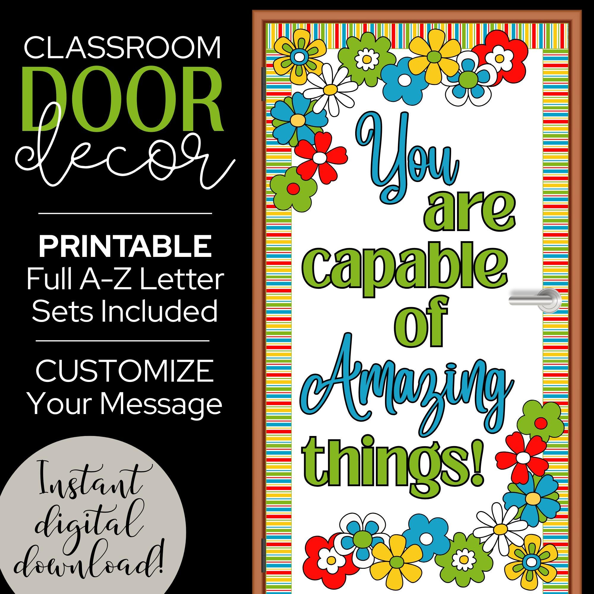 Floral Classroom Door Decor | Printable Spring Flowers Kit (PDF) - Etsy