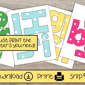 Printable Polka Dot Bulletin Board and Banner Letters, Classroom Decor ...