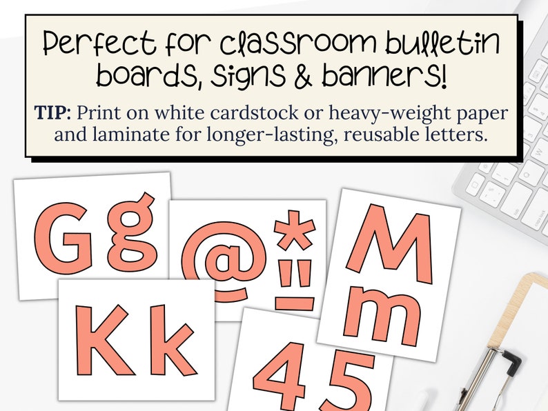 Coral Pink Bulletin Board Letters: Printable Teacher Decor (digital ...