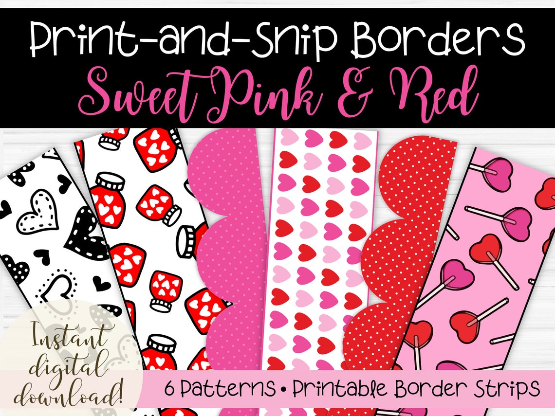 Valentine's Day Bulletin Board Borders: Hearts, Candy, Classroom Decor ...