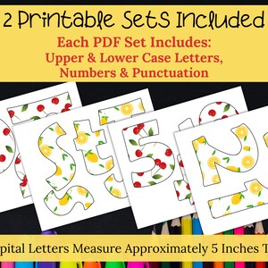 Printable Cherry and Lemon Bulletin Board Letters for School Classroom ...
