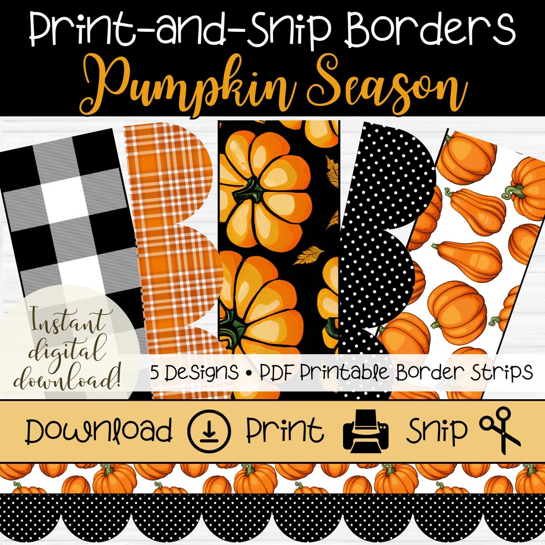 Pumpkin Season Bulletin Board Border Strips | Printable Trim for ...