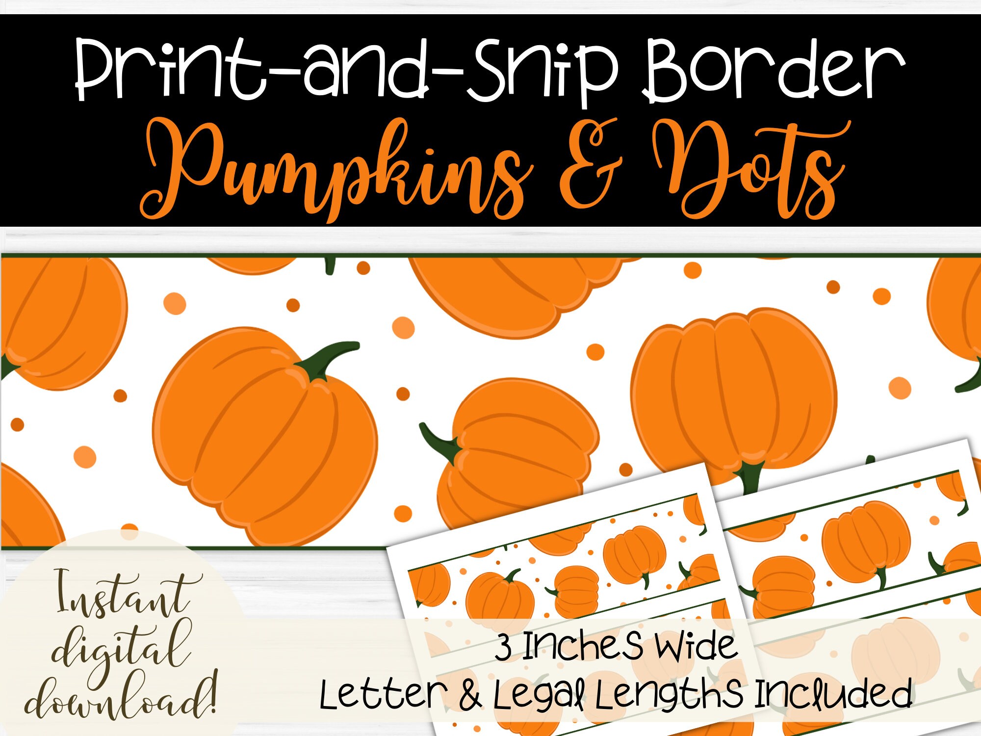 Pumpkin Bulletin Board Border Strips Printable Fall Border - Etsy