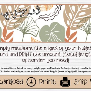 Neutral Boho Plants Bulletin Board Border Strips | Printable Trim for ...